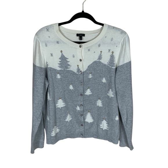 Talbots | Sweaters | Womens Talbots Silver Ivory Christmas Tree Long ...